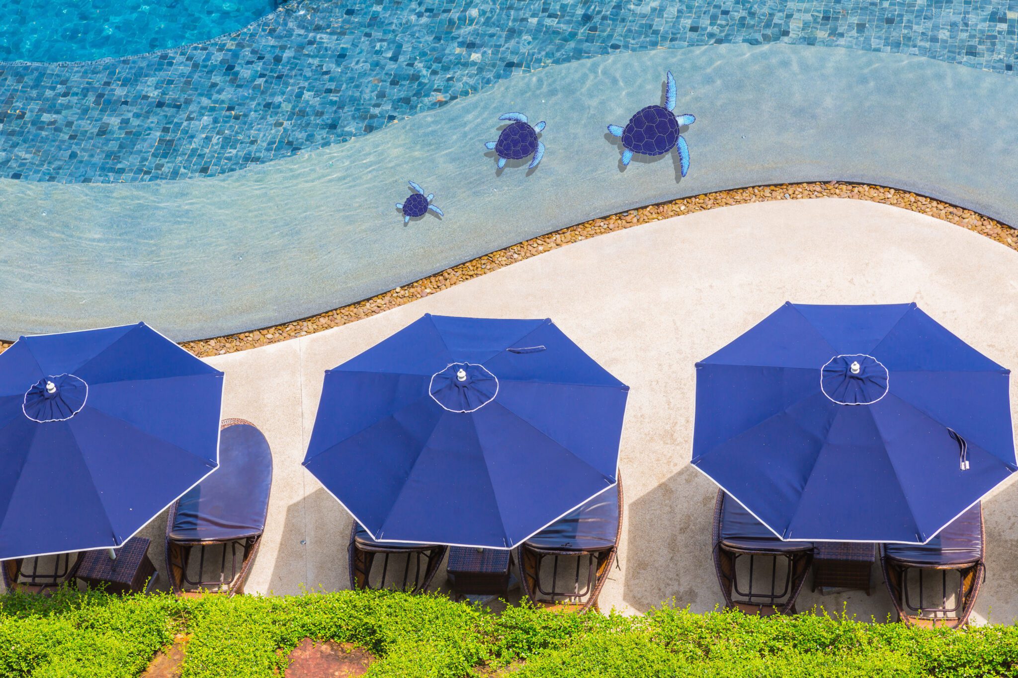 Turtle Pool Mosaics & Swimming Pool Tiles - Blue Water Pool Mosaics