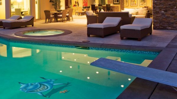 Adding Shark Pool Mosaics For An Exciting Touch - Blue Water Pool Mosaics